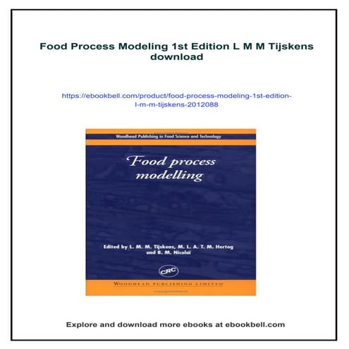 Food Process Modeling 1st Edition L M M Tijskens | PDF