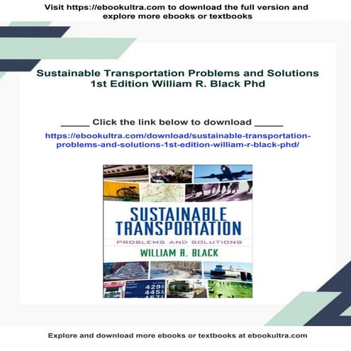 Sustainable Transportation Problems and Solutions 1st Edition William R ...