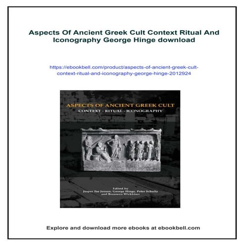 Aspects Of Ancient Greek Cult Context Ritual And Iconography George ...