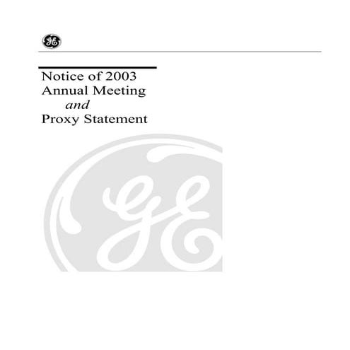 GE# 2003 Proxy Statement | PDF