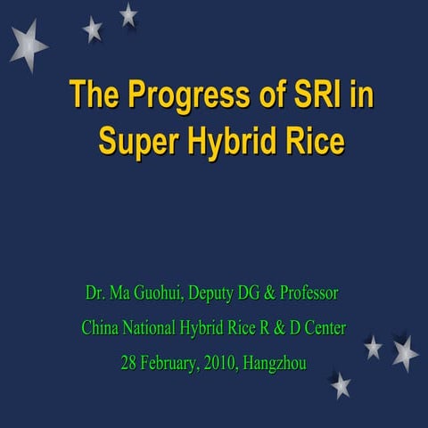 0425 The System of Rice Intensification (SRI): An Overview - Part I | PPT