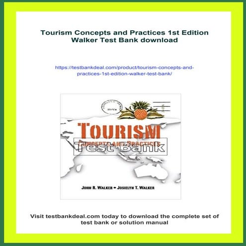 Tourism Concepts and Practices 1st Edition Walker Test Bank | PDF