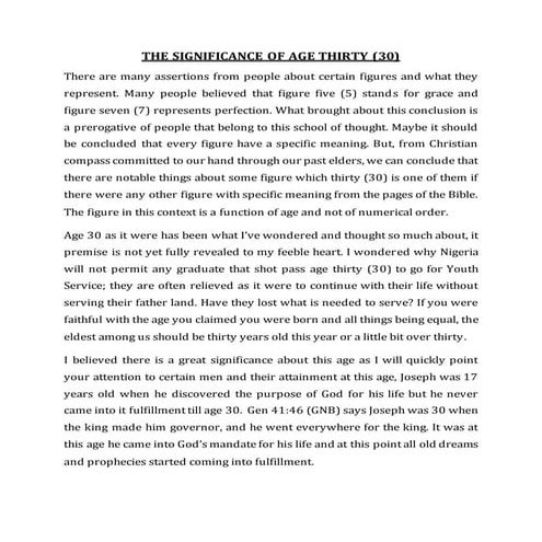 THE SIGNIFICANCE OF AGE THIRTY | DOCX