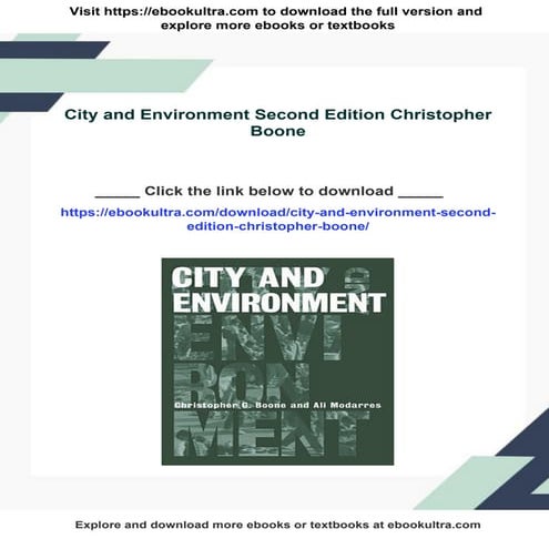 City and Environment Second Edition Christopher Boone | PDF