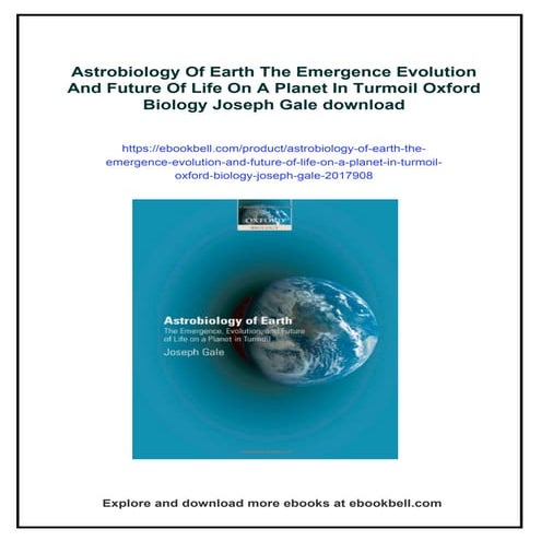 Astrobiology Of Earth The Emergence Evolution And Future Of Life On A ...