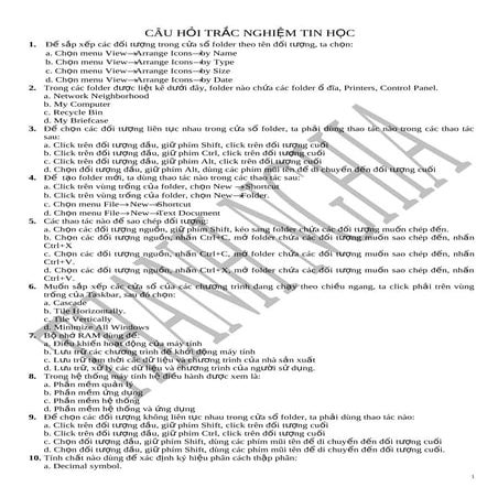 100 cau hoi trac nghiem tin hoc van phong | PDF