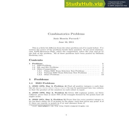 100 Combinatorics Problems With Solutions Pdf
