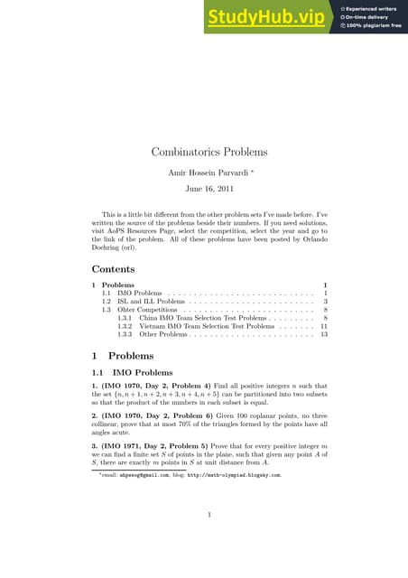 100 Combinatorics Problems With Solutions Pdf