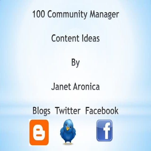 100 community manager content ideas | PDF