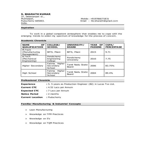 Bharath Kumar Resume | PDF