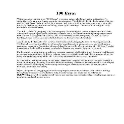 100 Essay | PDF