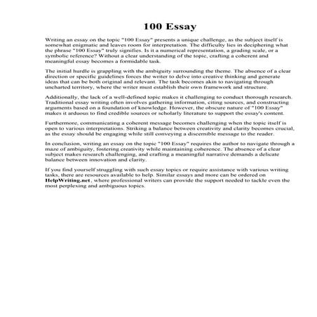 100 Essay | PDF
