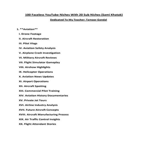 100 Faceless YouTube Niches With 20 Sub Niches .pdf