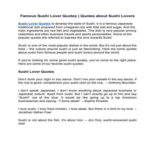 100 Famous Sushi Lover Quotes _ Quotes about Sushi Lovers.pdf