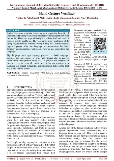 Glove based wearable devices for sign language-GloSign | PDF