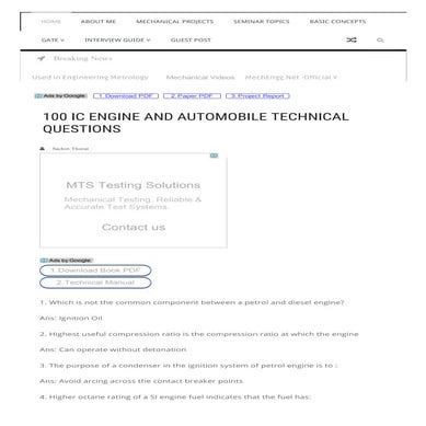 100 ic engine and automobile technical questions mechanical engineering ...