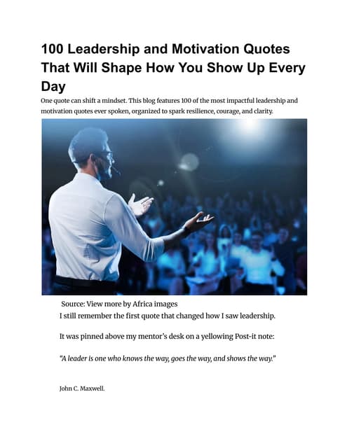 10 Leadership quotes- that will change your life | PPTX