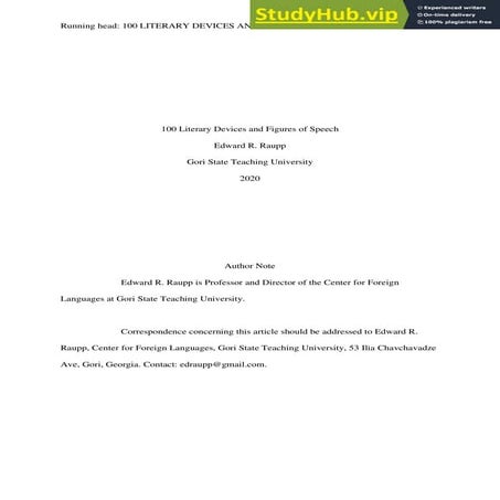 100 Literary Devices And Figures Of Speech | PDF