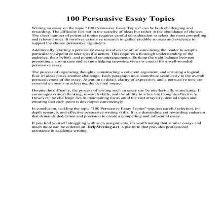 100 Persuasive Essay Topics. 220 Good Persuasive Essay Topics for 2020 ...