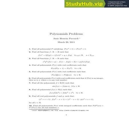 100 Polynomials Problems (With Solutions) | PDF