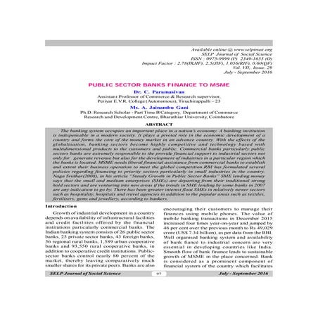 Public sector banks finance to MSME | PDF