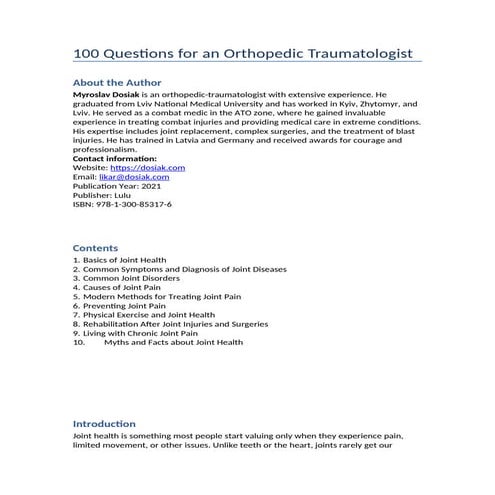 100 Questions to an Orthopedic traumatologist | DOCX