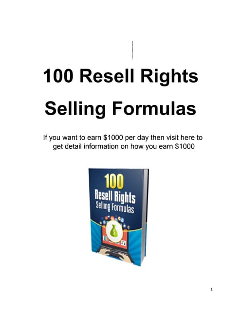100 RESELL RIGHTS SELLING FORMULAS | PDF
