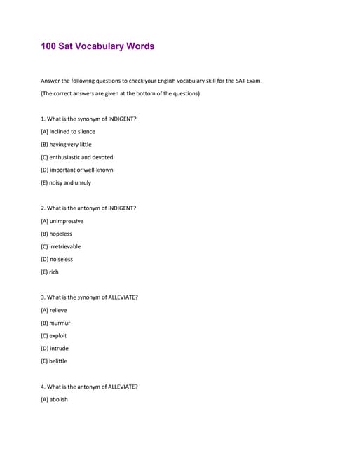 New Sat Vocabulary Workbook | PDF