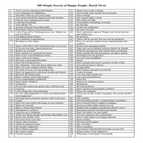 100 simple secrets of happy people | DOC