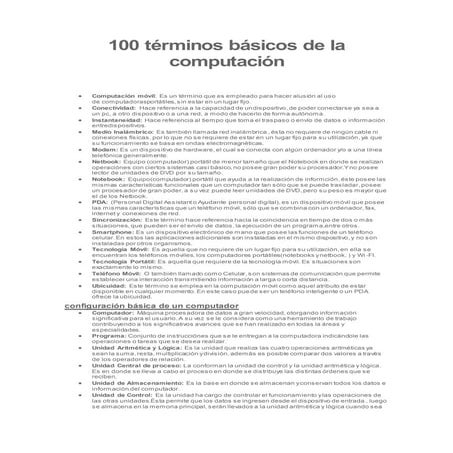 100 términos básicos de la computación | DOCX