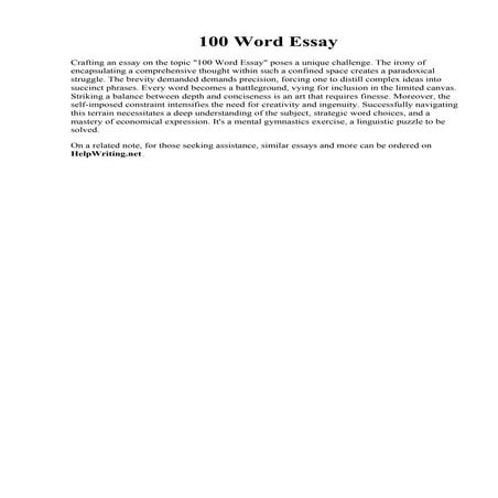 100 Word Essay | PDF