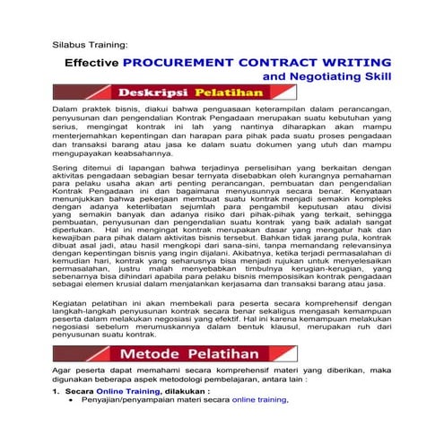Silabus Training _"Effective PROCUREMENT CONTRACT WRITING and ...