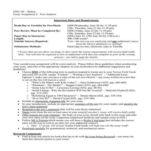 ENG 101 - Essay 2 - Text Analysis | DOCX