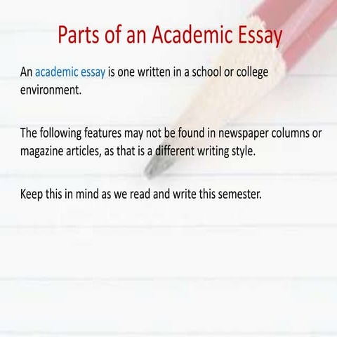 ENG 101: Parts of an Essay | PPTX