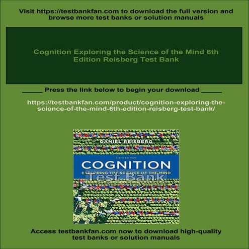 Cognition Exploring the Science of the Mind 6th Edition Reisberg Test ...