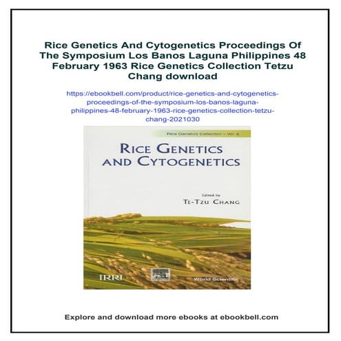 Rice Genetics And Cytogenetics Proceedings Of The Symposium Los Banos ...