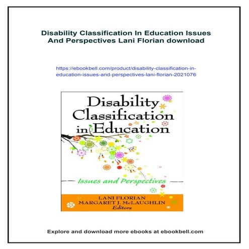 Disability Classification In Education Issues And Perspectives Lani ...