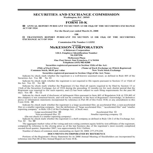 mckesson Annual Report as Filed on Form 10-K - 2.8M 2008 | PDF