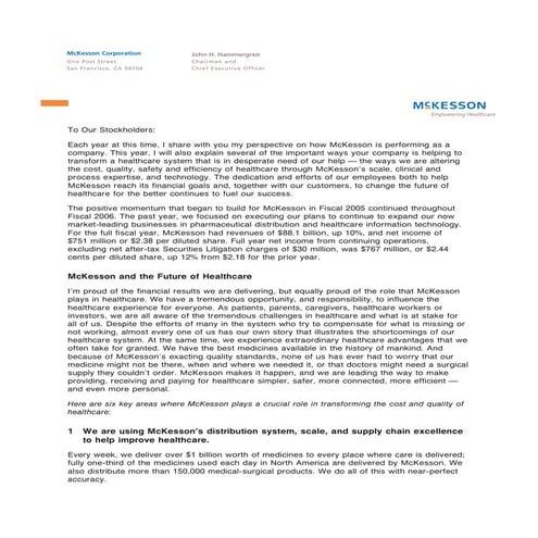 mckesson 2006 Letter to Stockholders | PDF