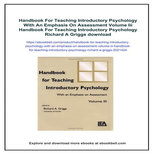 Handbook For Teaching Introductory Psychology With An Emphasis On ...