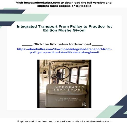 Integrated Transport From Policy to Practice 1st Edition Moshe Givoni | PDF
