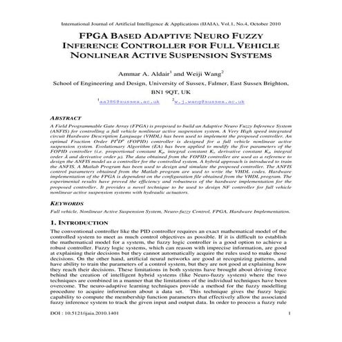FPGA BASED ADAPTIVE NEURO FUZZY INFERENCE CONTROLLER FOR FULL VEHICLE NONLINEAR ACTIVE ...