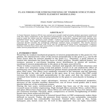 FLAX FIBERS FOR STRENGTHENING OF TIMBER STRUCTURES FINITE ELEMENT MODELLING | PDF