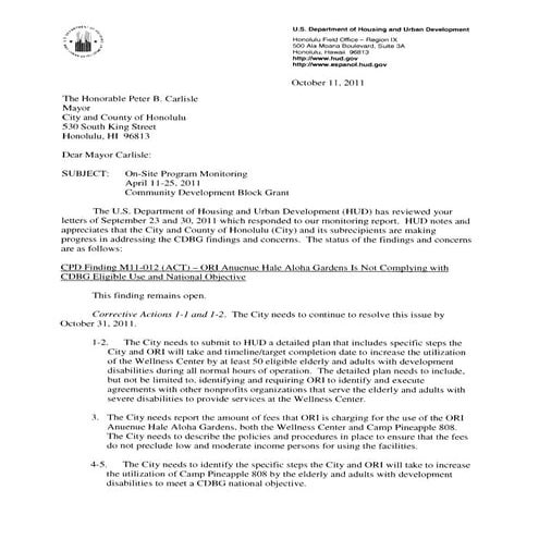 101111 hud to city letter | PDF