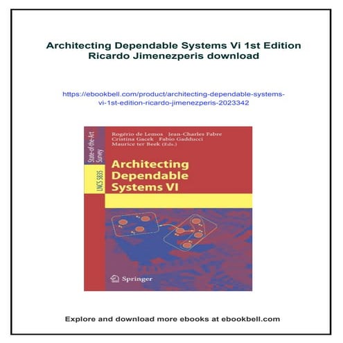 Architecting Dependable Systems Vi 1st Edition Ricardo Jimenezperis | PDF