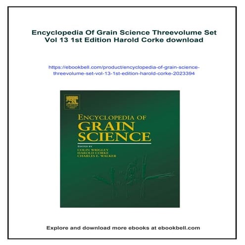 Encyclopedia Of Grain Science Threevolume Set Vol 13 1st Edition Harold ...
