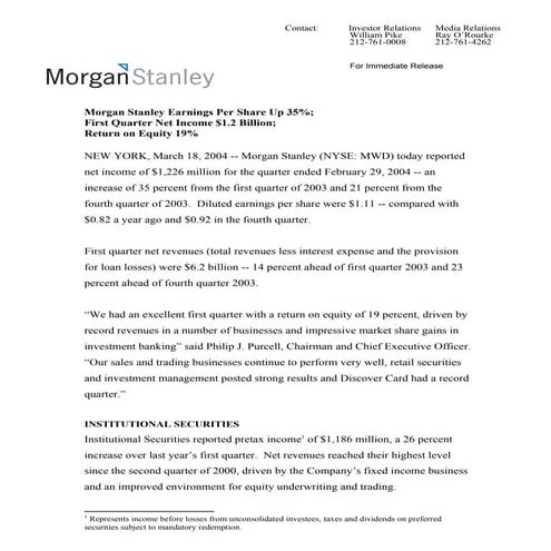 morgan stanley Earnings Archive 2004 1st | PDF