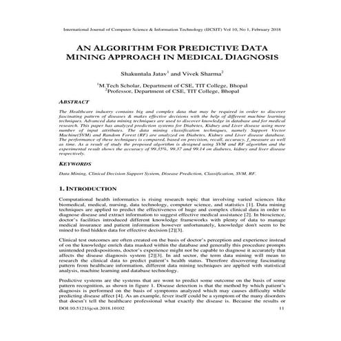 An Algorithm For Predictive Data Mining Approach In Medical Diagnosis Pdf 7423
