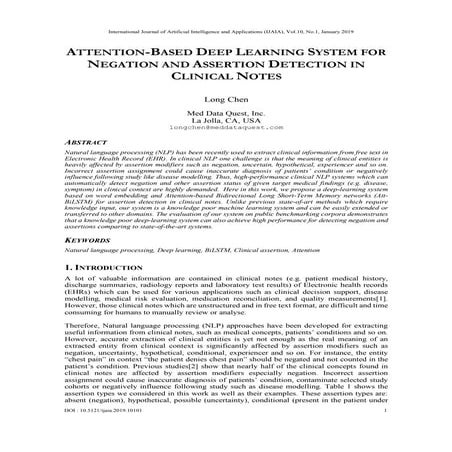 Attention Based Deep Learning System For Negation And Assertion Detection In Clinical Notes Pdf