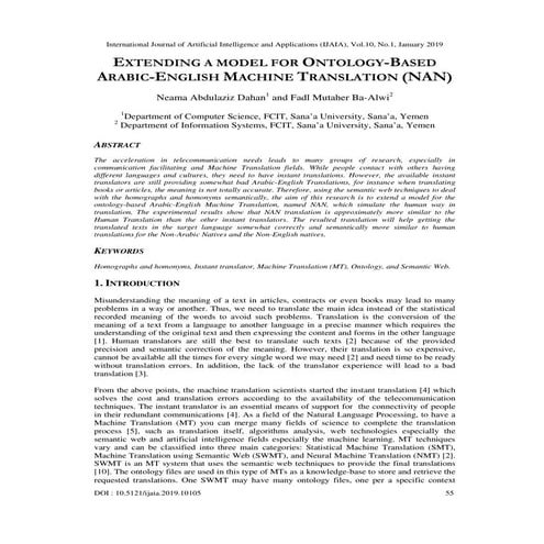 EXTENDING A MODEL FOR ONTOLOGY-BASED ARABIC-ENGLISH MACHINE TRANSLATION (NAN) | PDF | Computing ...
